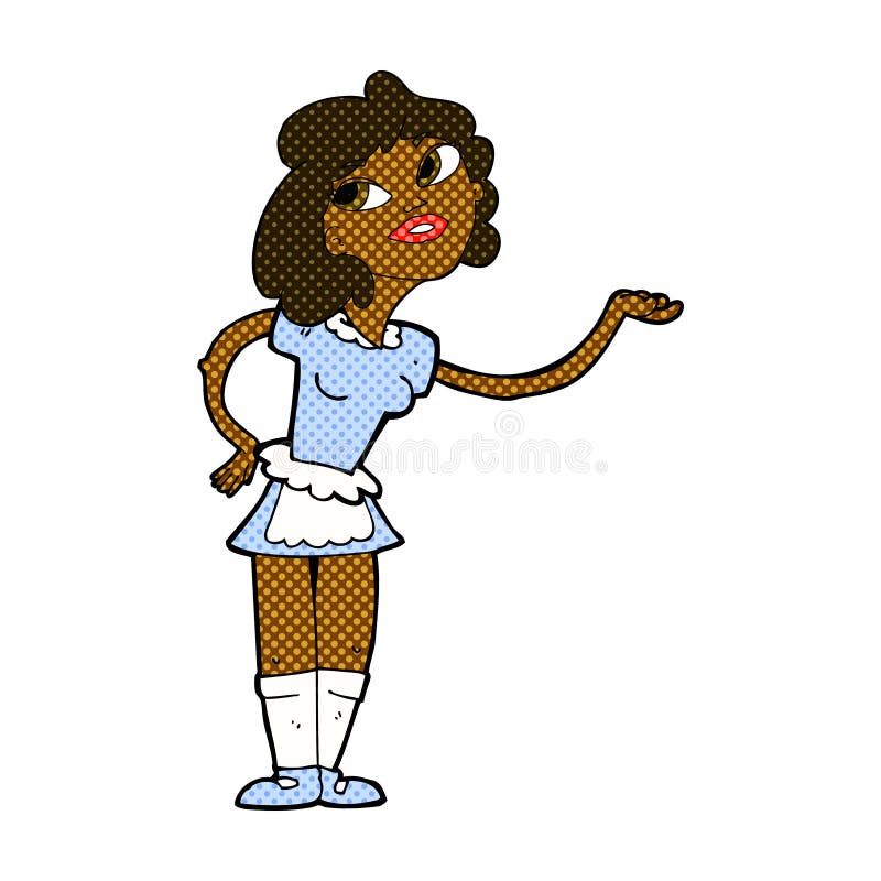 Comic Cartoon Waitress Serving Stock Illustration - Illustration of ...