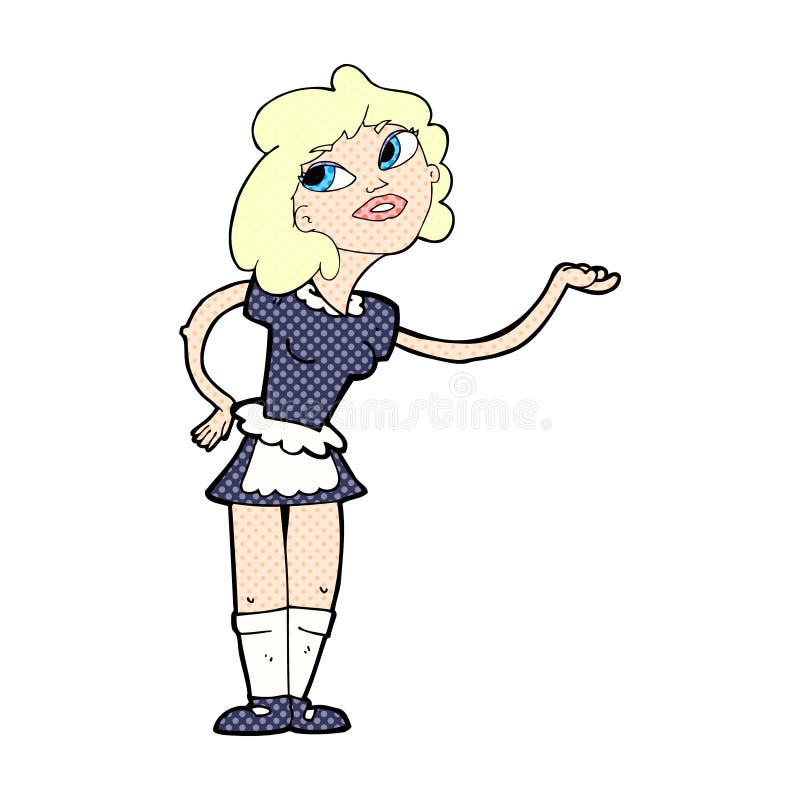 Comic Cartoon Waitress Serving Stock Illustration - Illustration of ...