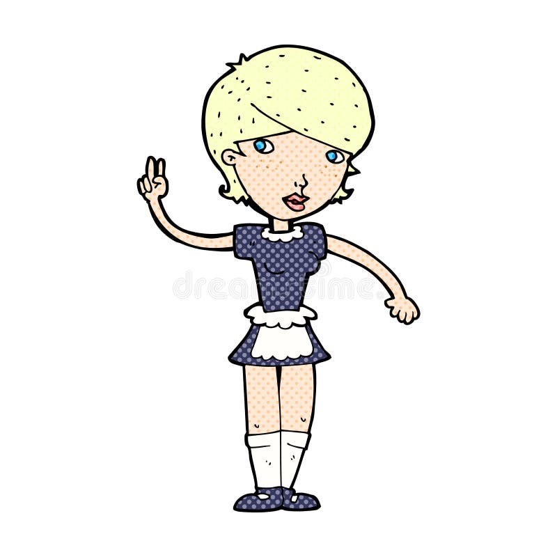 Comic Cartoon Waitress Taking Order Stock Illustration - Illustration ...