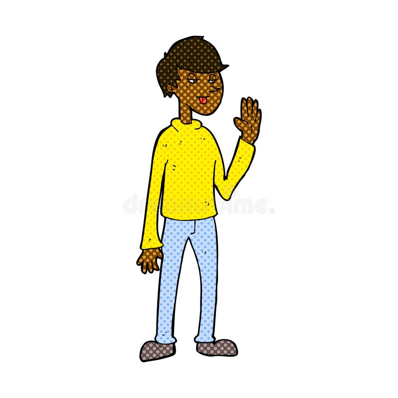 Comic cartoon waving man stock illustration. Illustration of male ...