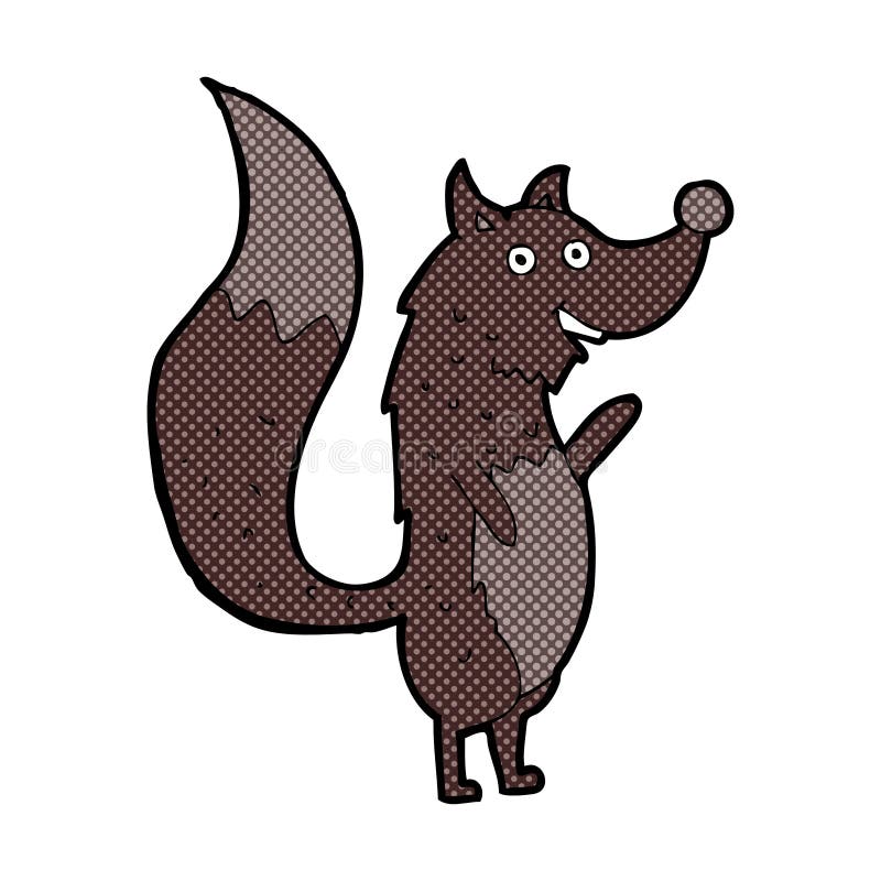 Comic cartoon waving wolf stock illustration. Illustration of ...