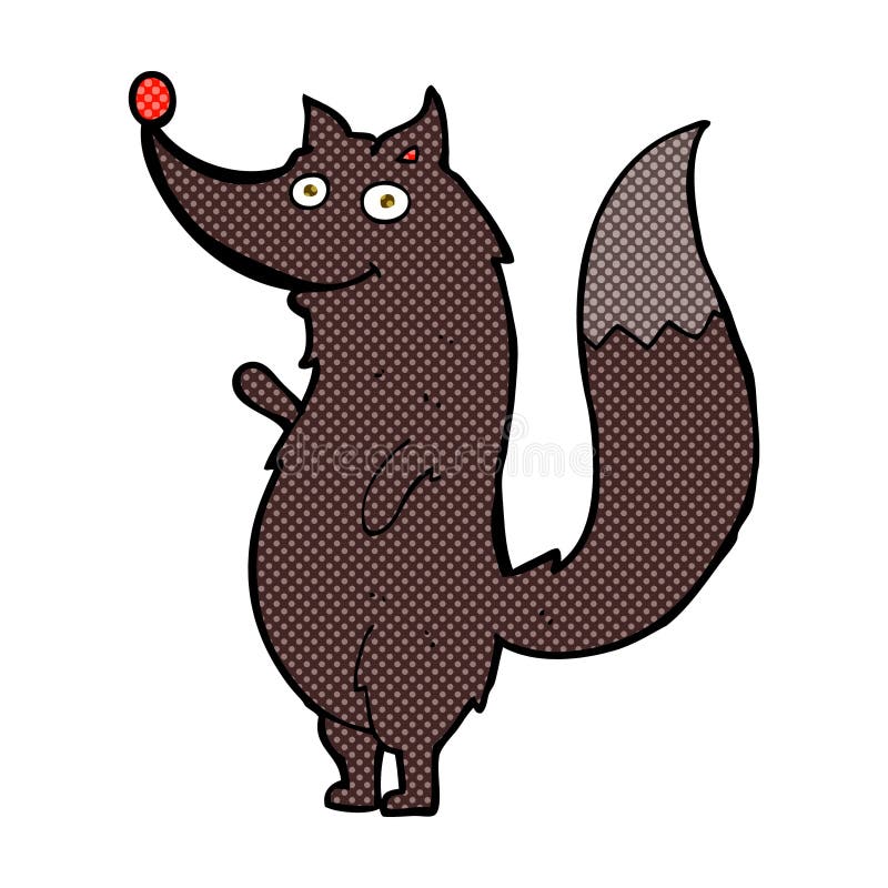 Comic cartoon waving wolf stock illustration. Illustration of happy ...