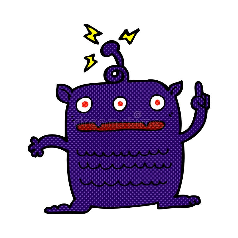 Comic Cartoon Weird Little Alien Stock Illustration - Illustration of ...
