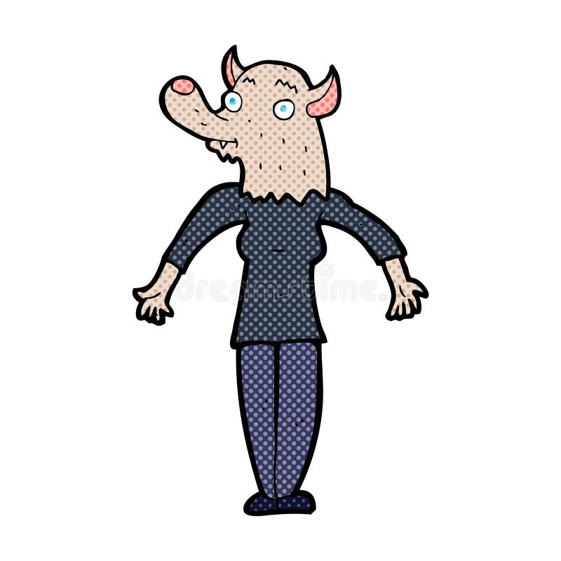 Comic Cartoon Werewolf Woman Stock Illustration - Illustration of ...