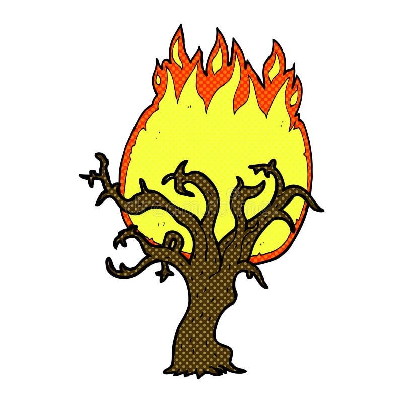Comic Cartoon Tree On Fire Stock Illustration Image Of