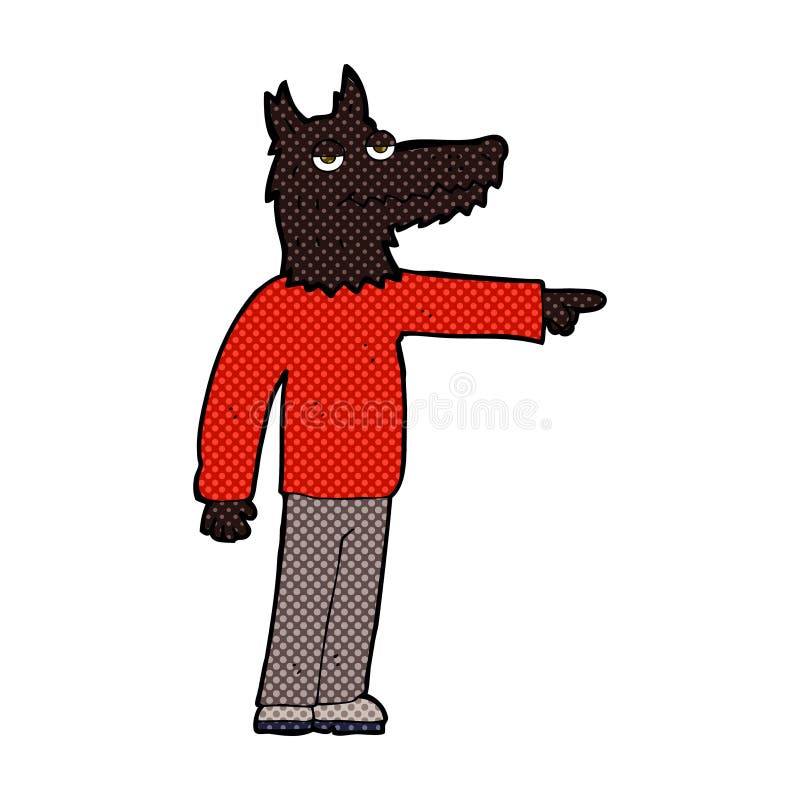 Comic Cartoon Wolf Man Pointing Stock Illustration - Illustration of ...