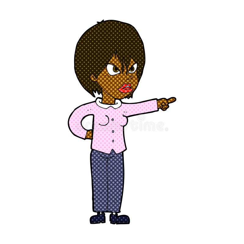 Comic Cartoon Woman Accusing Stock Illustration - Illustration of angry ...