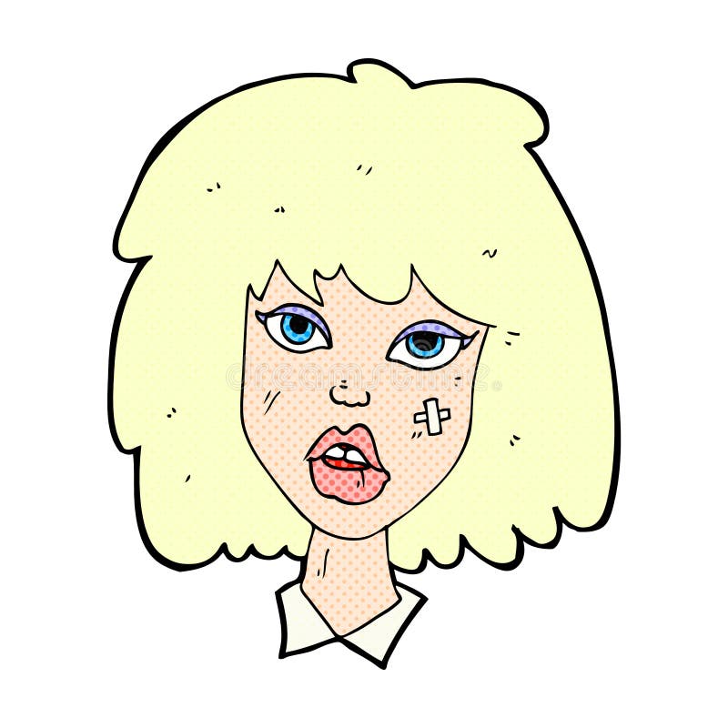 Comic Cartoon Woman with Bruised Face Stock Illustration - Illustration ...
