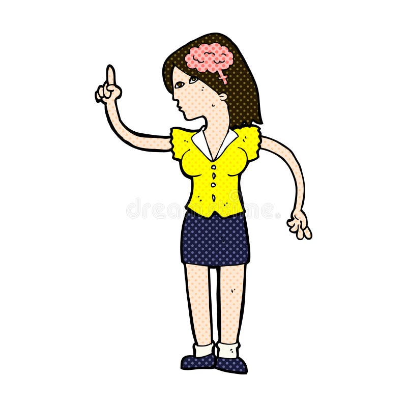 Comic Cartoon Woman with Clever Idea Stock Illustration - Illustration ...