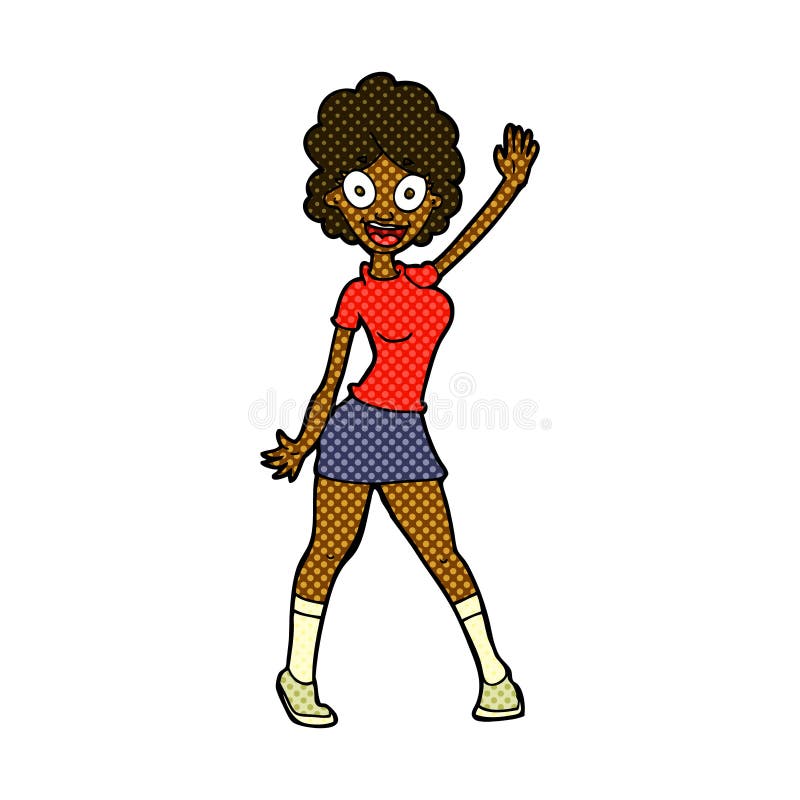 Comic Cartoon Woman Dancing Stock Illustration - Illustration of girl ...