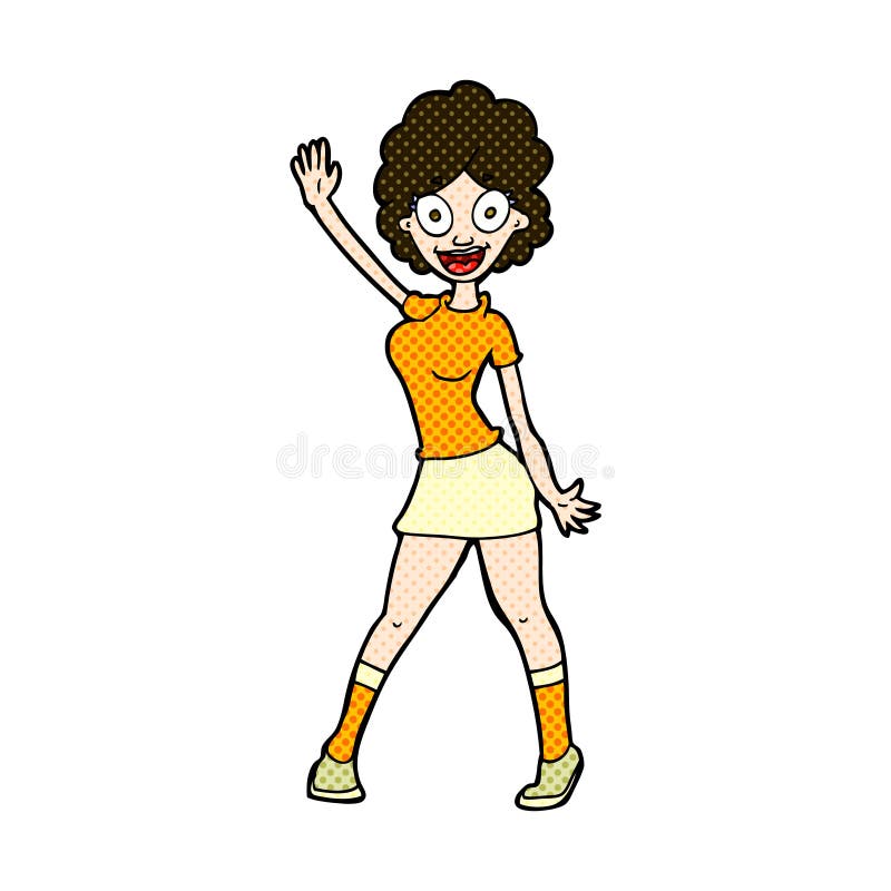 Comic Cartoon Woman Dancing Stock Illustration - Illustration of female ...
