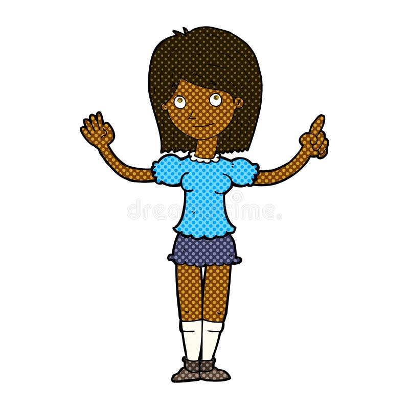 Comic Cartoon Woman Explaining Idea Stock Illustration - Illustration ...