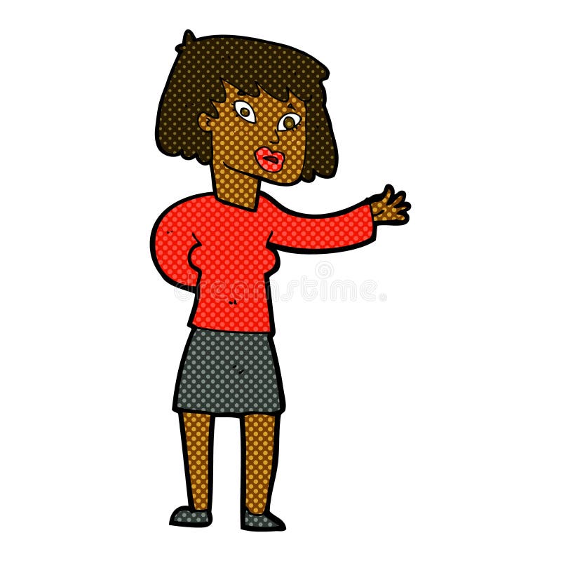 Comic Cartoon Woman Explaining Stock Illustration - Illustration of ...