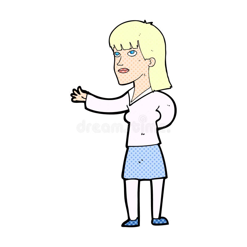 Comic Cartoon Woman Explaining Stock Illustration - Illustration of ...