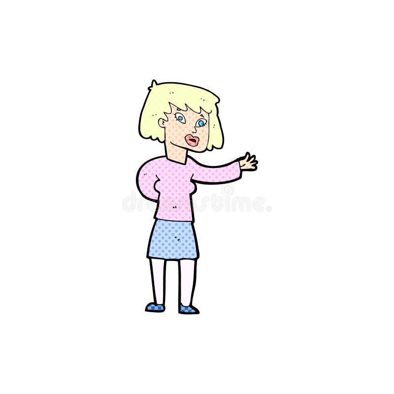 Comic Cartoon Woman Explaining Stock Illustration - Illustration of ...