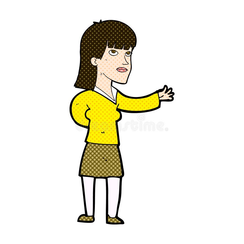 Comic Cartoon Woman Explaining Stock Illustration - Illustration of ...