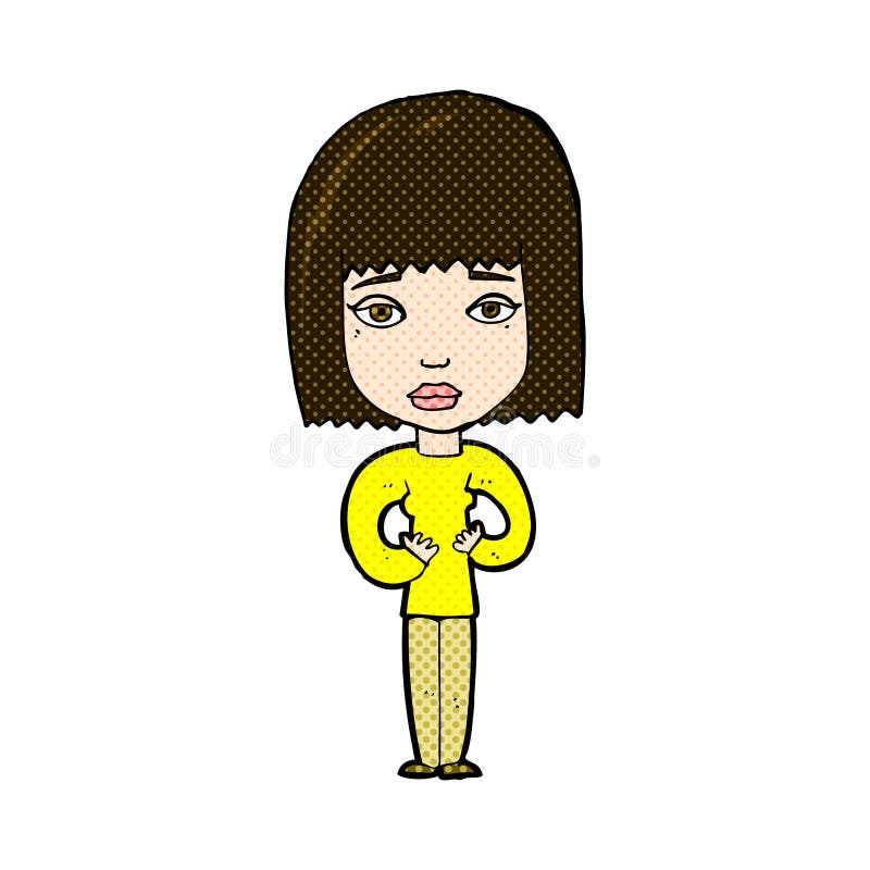 Comic Cartoon Woman Indicating Self Stock Illustration - Illustration ...