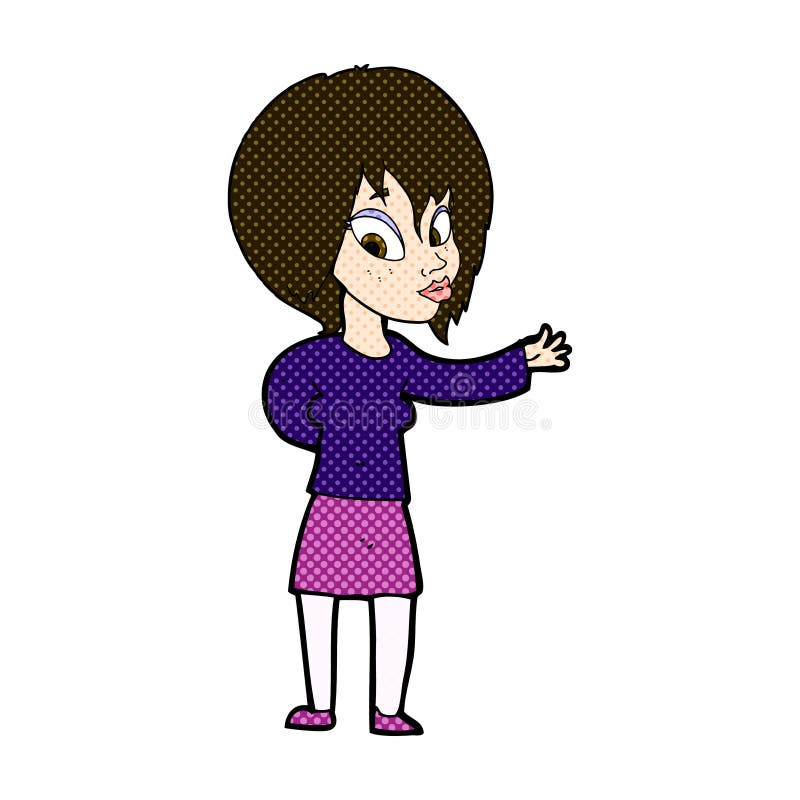 Comic Cartoon Woman Making Welcome Gesture Stock Illustration ...