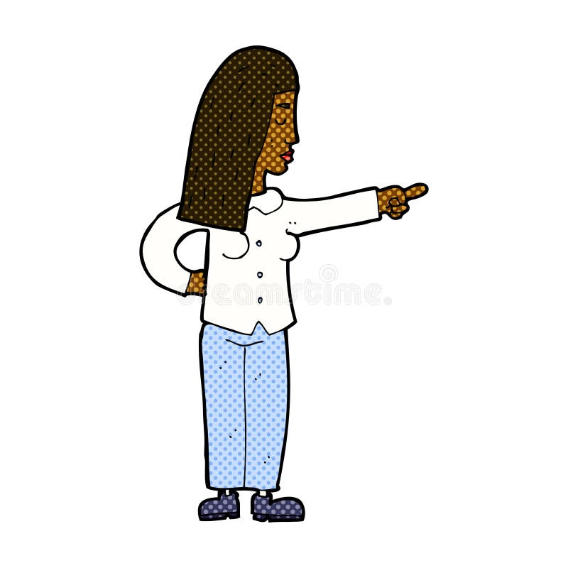 Comic Cartoon Woman Pointing Stock Illustration - Illustration of woman ...