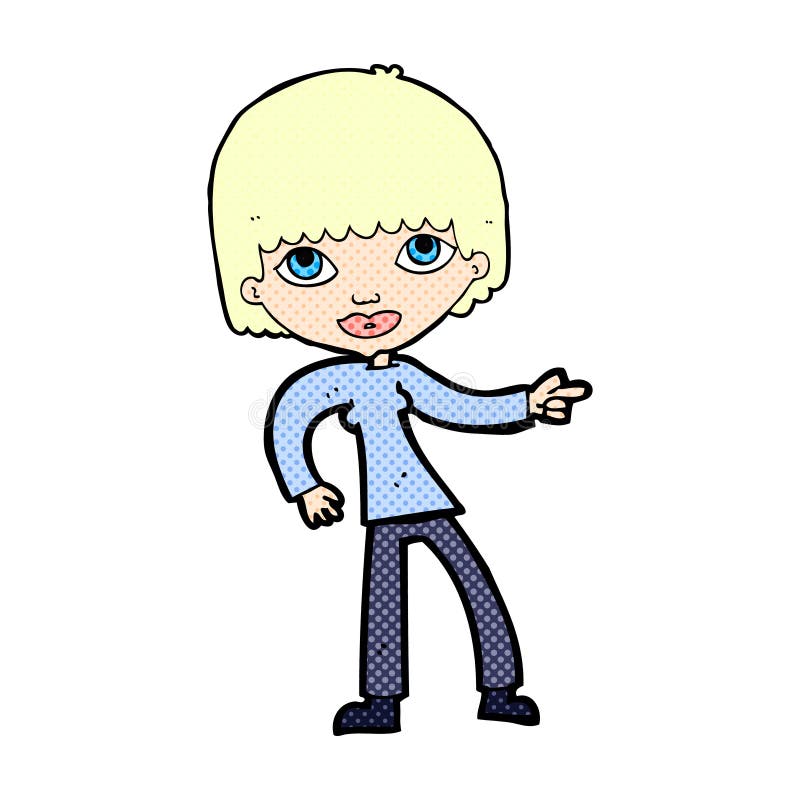 Comic Cartoon Woman Pointing Stock Illustration - Illustration of ...