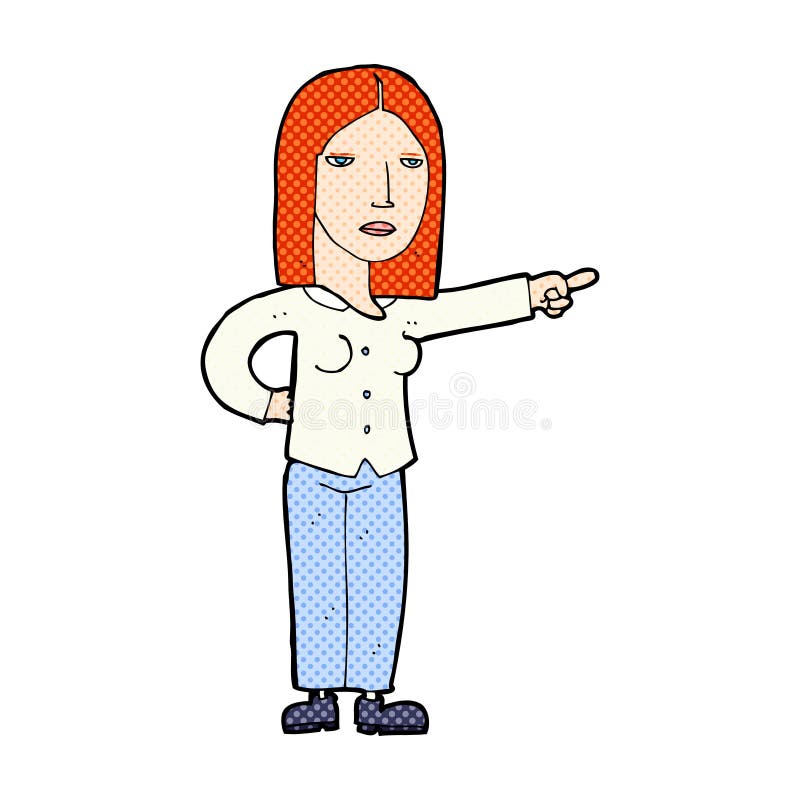 Comic Cartoon Woman Pointing Stock Illustration - Illustration of book ...