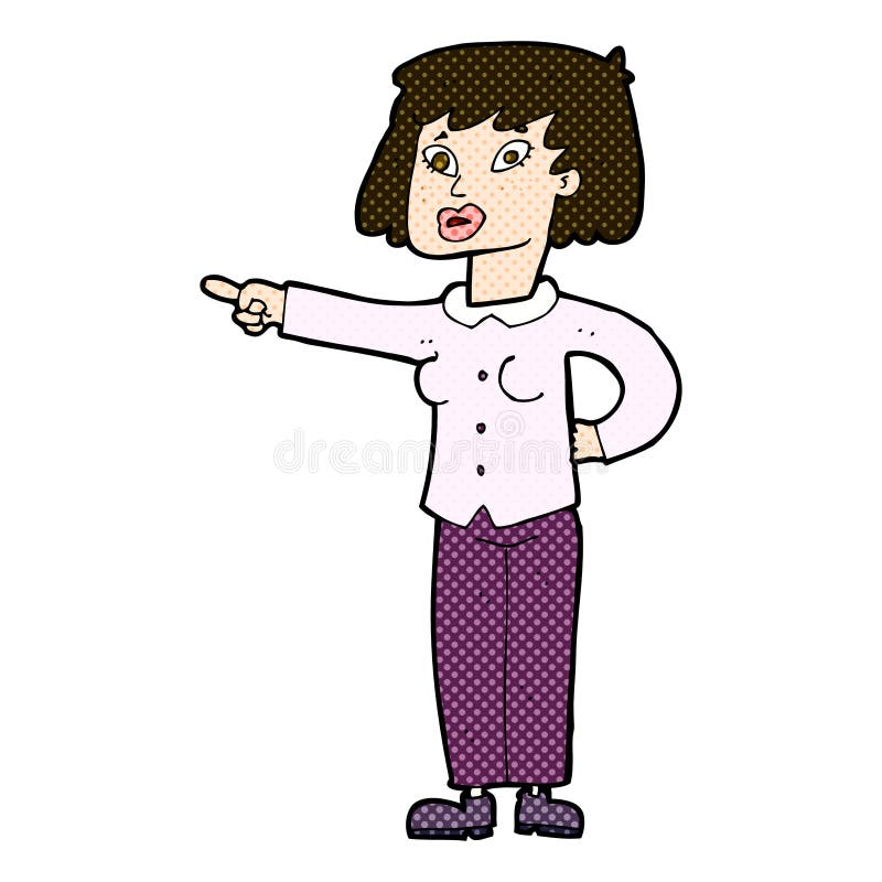 Comic Cartoon Woman Pointing Stock Illustration - Illustration of hand ...