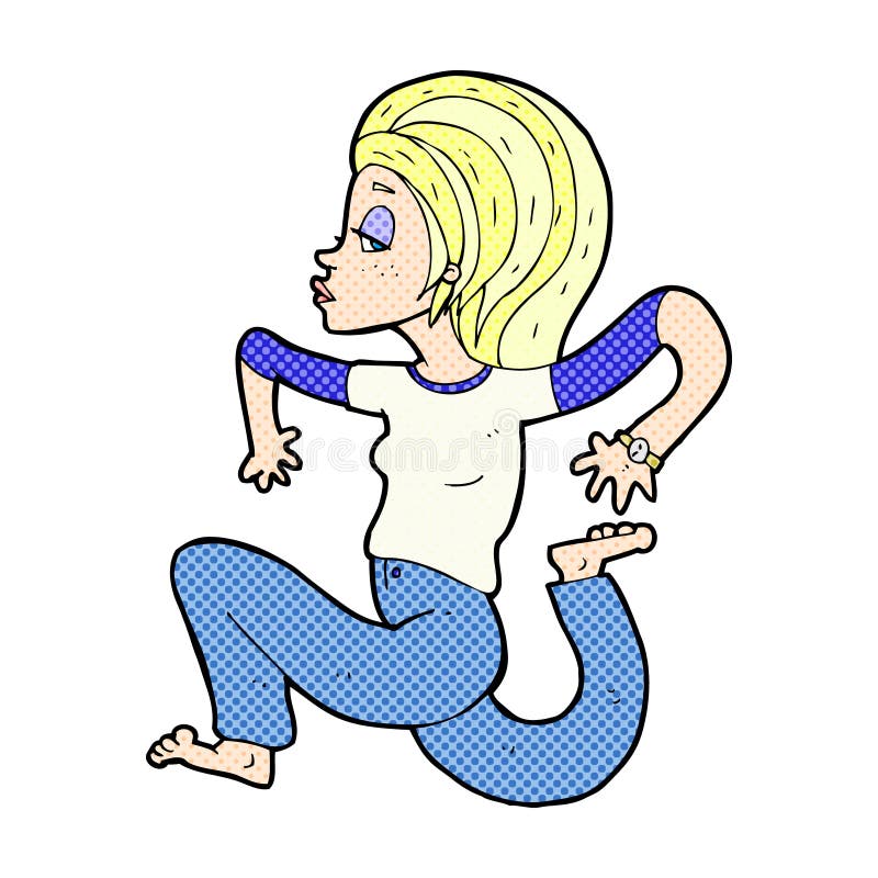 Comic Cartoon Woman Running Stock Illustration - Illustration of ...
