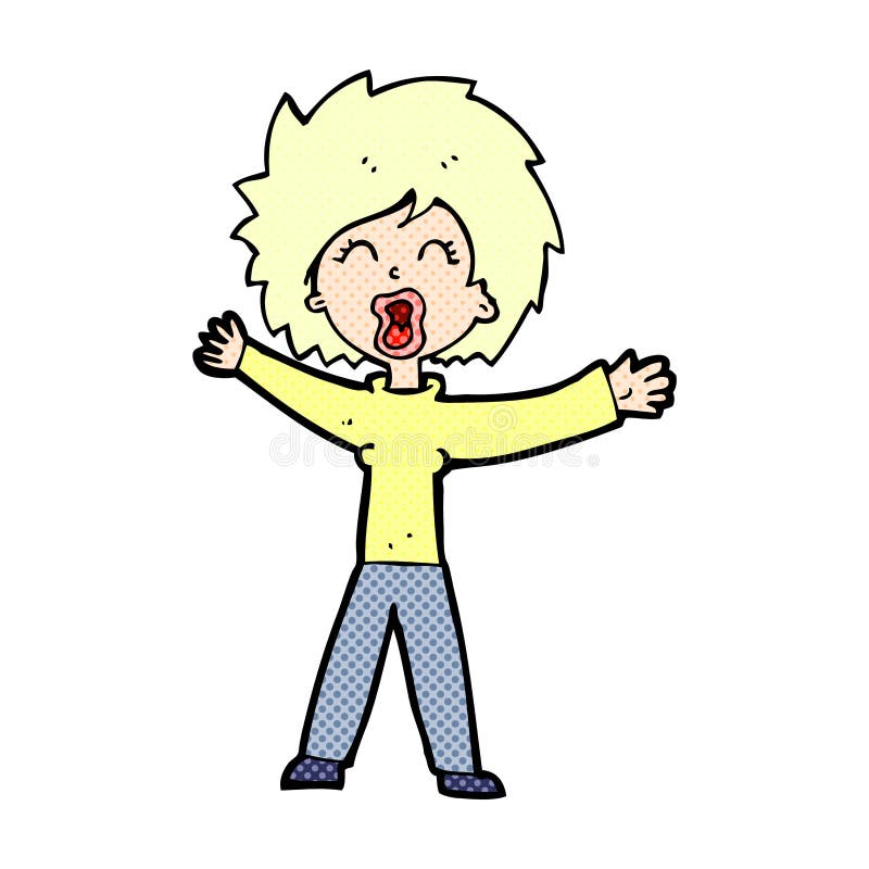 Comic Cartoon Woman Shouting Stock Illustration - Illustration of ...