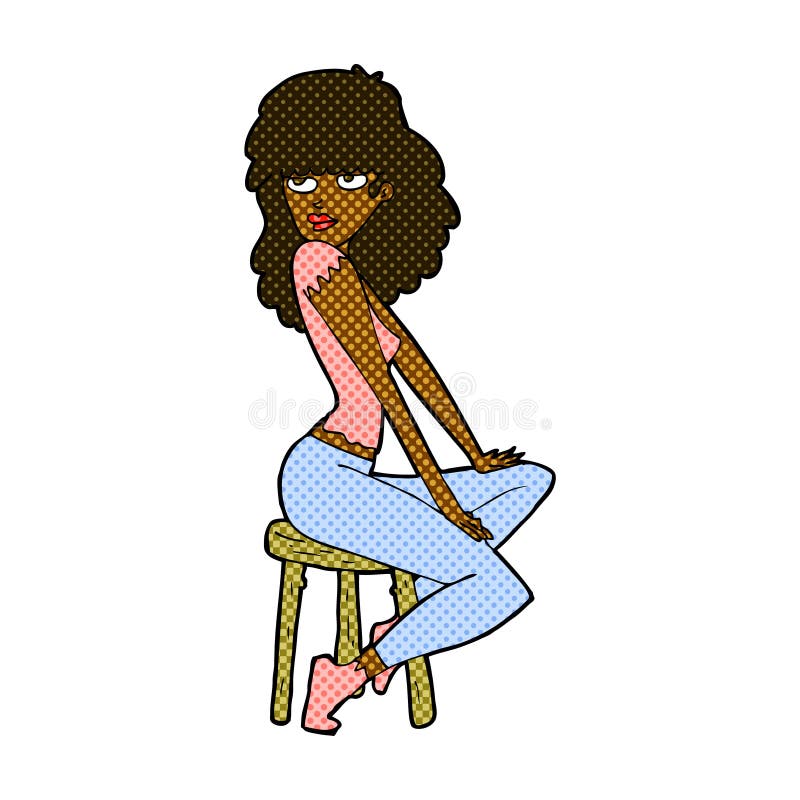 Comic Cartoon Woman Striking Pose Stock Illustration - Illustration of ...