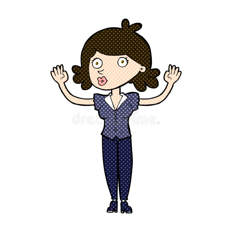 Comic Cartoon Woman Surrendering Stock Illustration - Illustration of ...