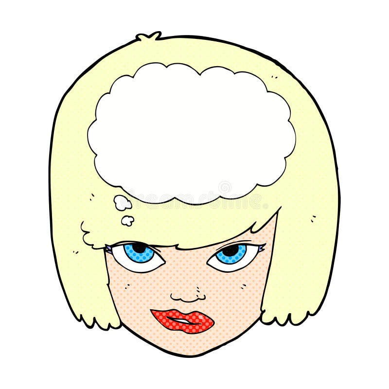 Comic Cartoon Woman Thinking Stock Illustration - Illustration of head ...