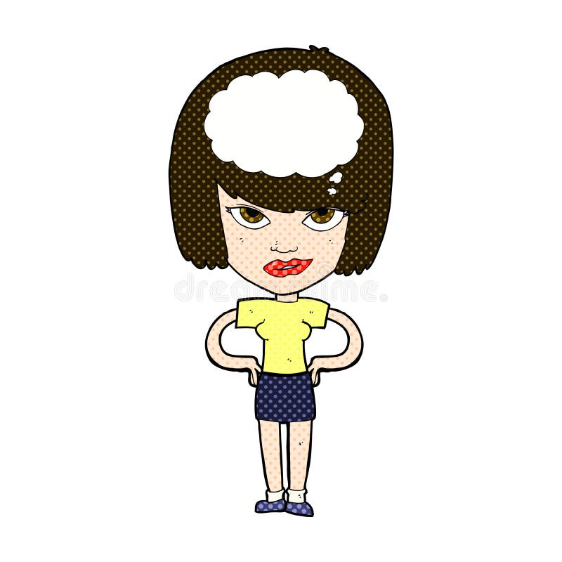 Comic Cartoon Woman Thinking Stock Illustration - Illustration of book ...