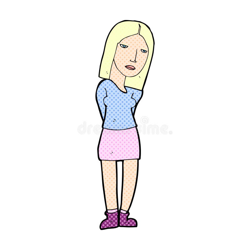 Comic Cartoon Woman Waiting Stock Illustration - Illustration of female ...