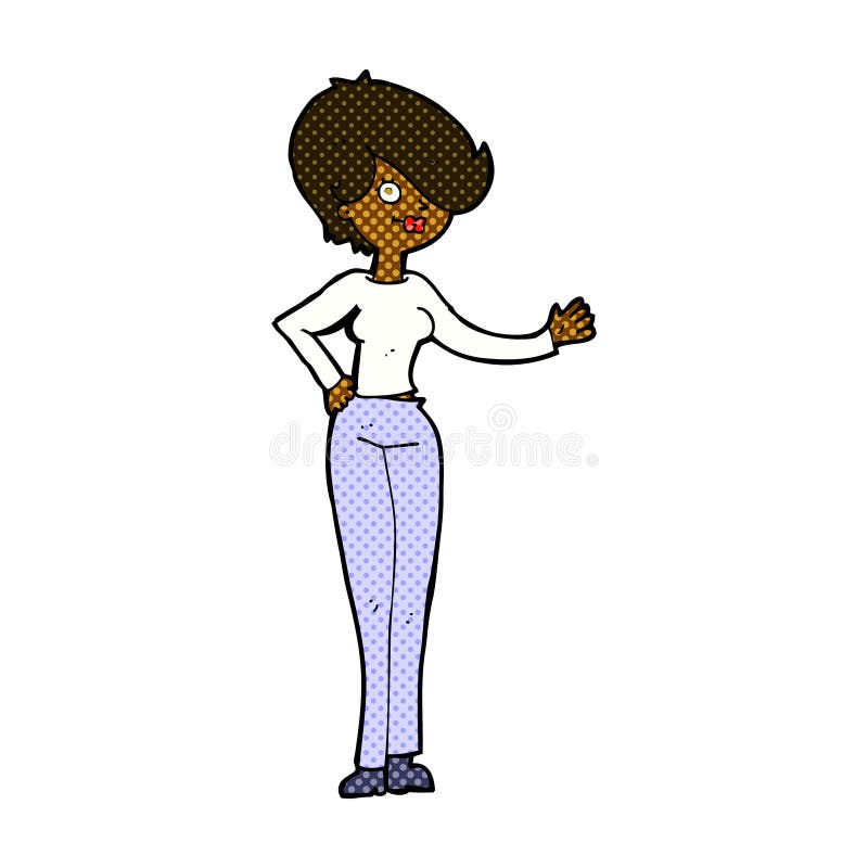 Comic cartoon woman waving stock illustration. Illustration of style ...