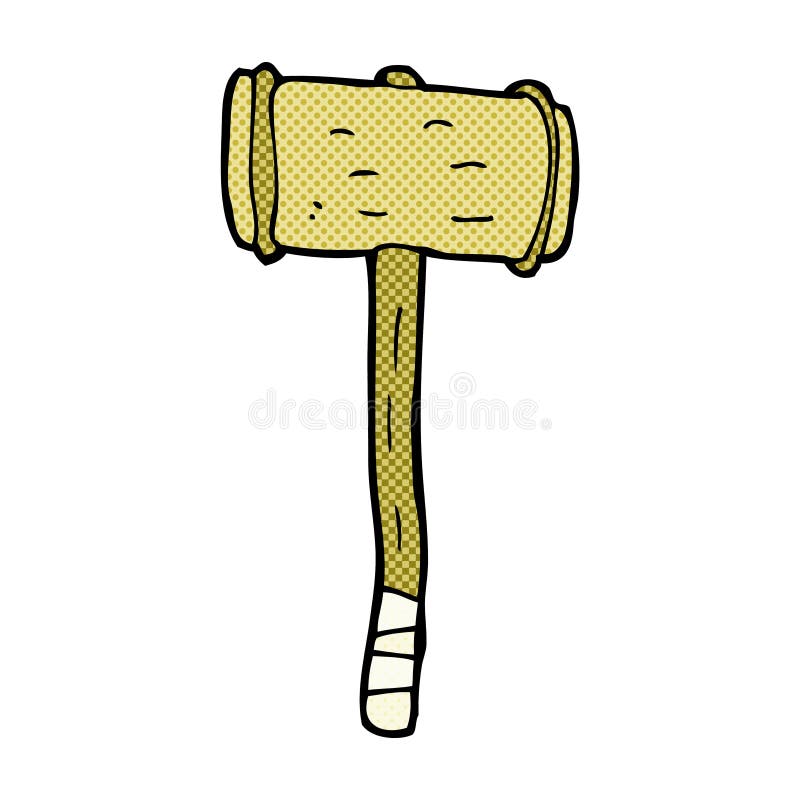Comic Cartoon Wooden Hammer Stock Illustration - Illustration of retro ...
