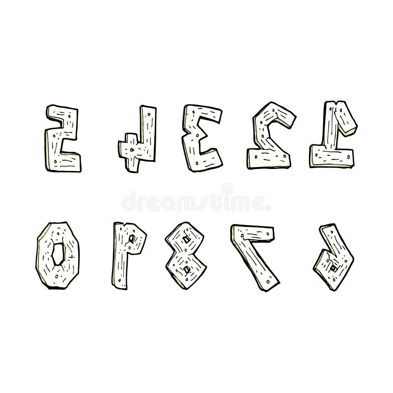 Comic Cartoon Wooden Numbers Stock Illustration - Illustration of ...