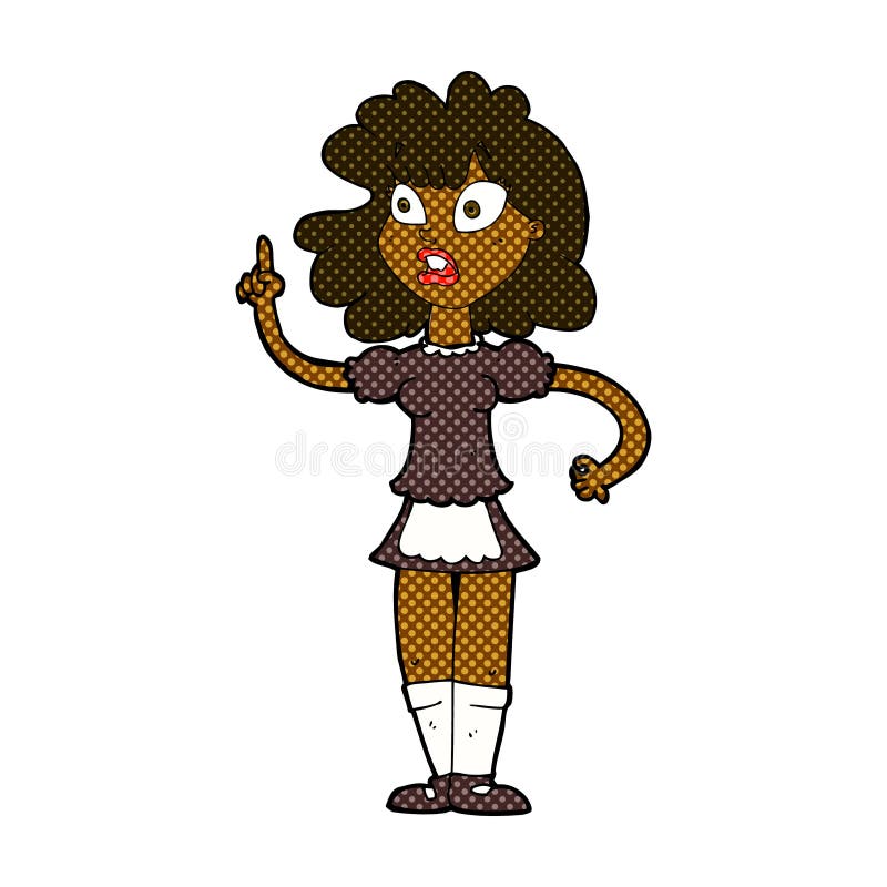 Comic cartoon worried maid stock illustration. Illustration of cheerful ...