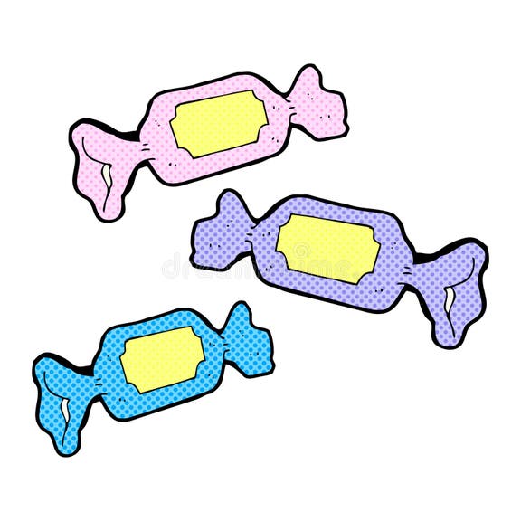 Comic Cartoon Wrapped Candy Stock Illustration - Illustration of book ...