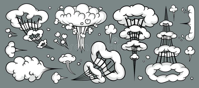 Comic Cloud or Smoke, Cartoon Vector Motion Effects, and Explosions ...