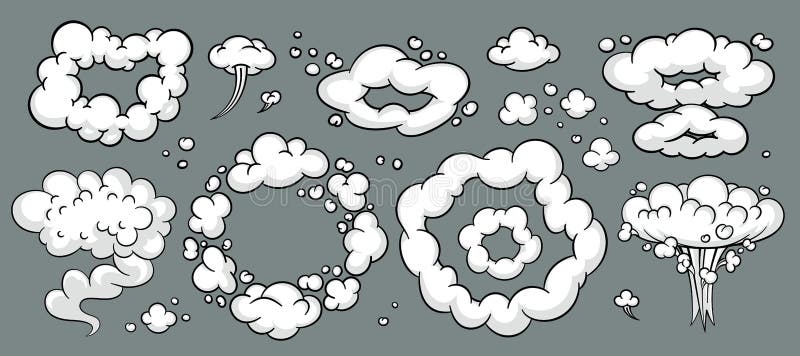 Comic Cloud or Smoke, Cartoon Vector Motion Effects, and Explosions ...
