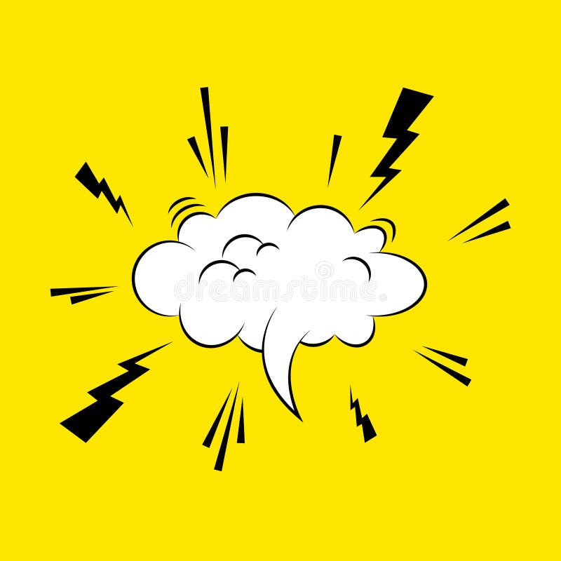 Comic Cloud Speech Bubble with Flash. Thoughts Bubble in Pop Art Comics ...