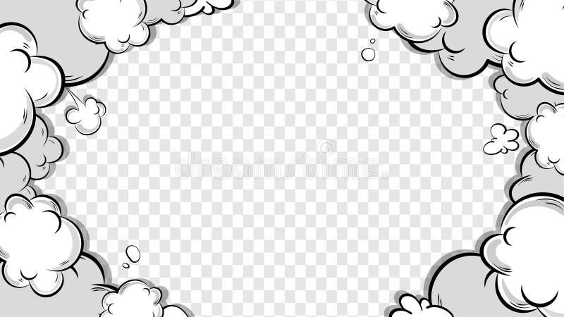 Comic Clouds Frame Background. Cartoon Puff Clouds Frame on Transparent Background. Comic Book ...