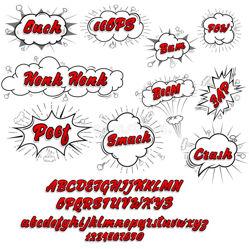 Comic Collection and Font 3d, Colored Sound Chat Text Effects Pop Art ...