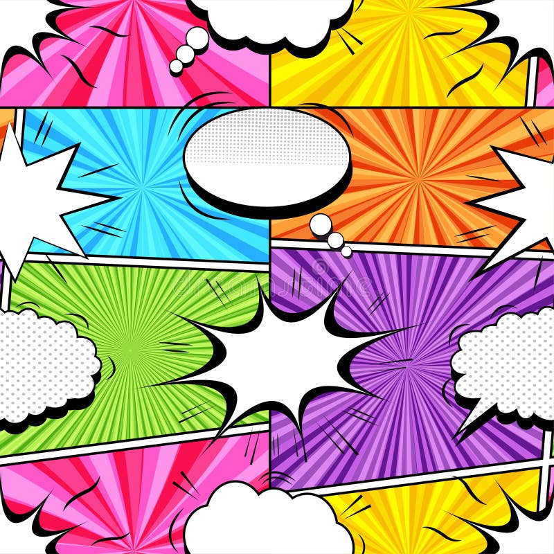 Comic Colorful Explosive Seamless Pattern Stock Vector - Illustration ...