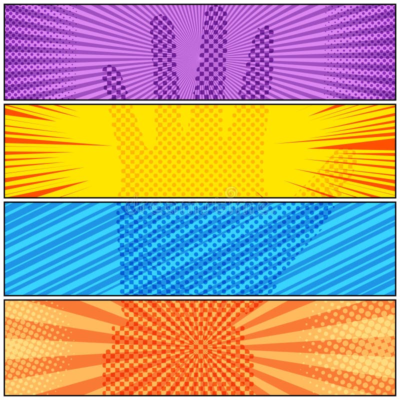 Comic Colorful Horizontal Banners Stock Vector - Illustration of border ...