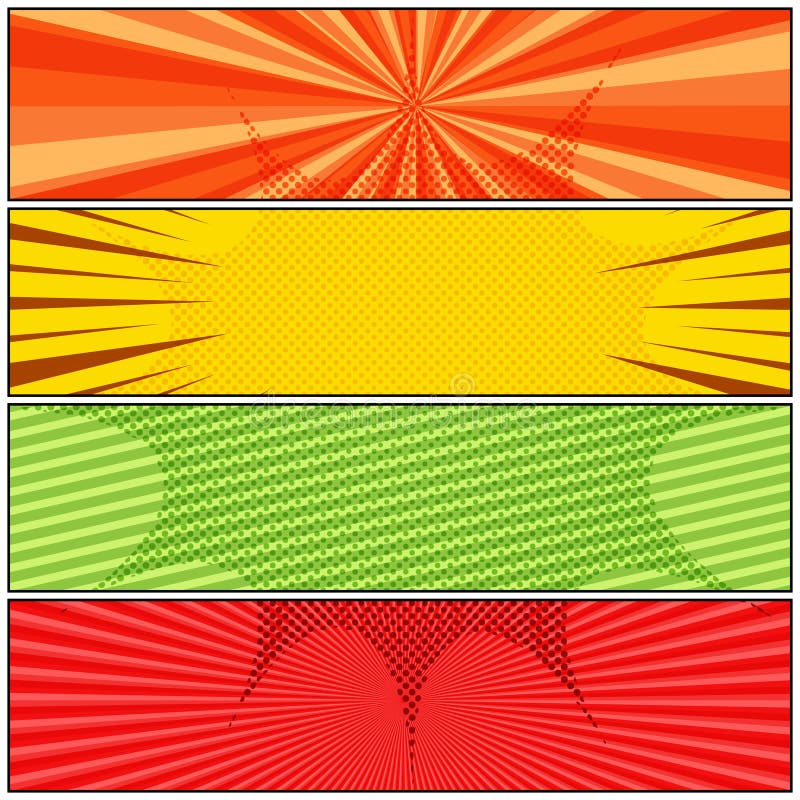 Comic Colorful Horizontal Banners Stock Vector - Illustration of ...