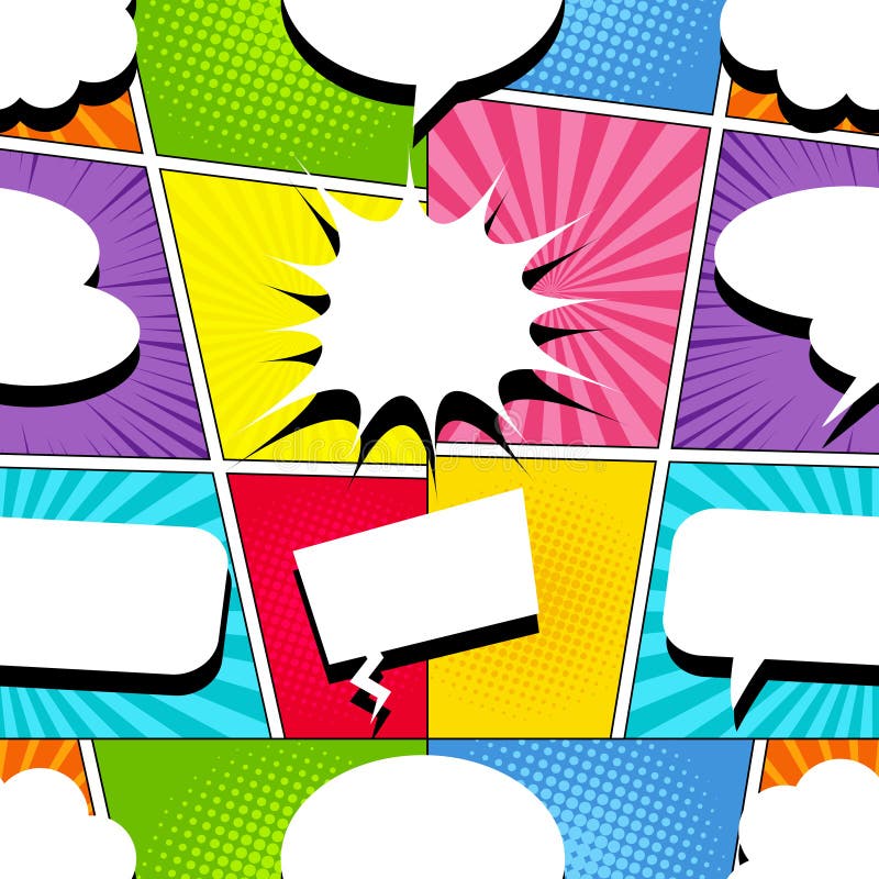 Comic Colorful Seamless Pattern Stock Vector - Illustration of bright ...