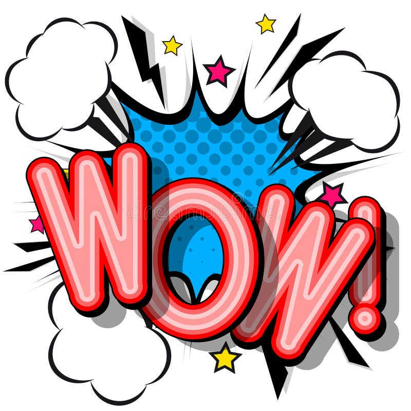 WOW - Retro Lettering with Shadows on a White Background. Vector Stock ...