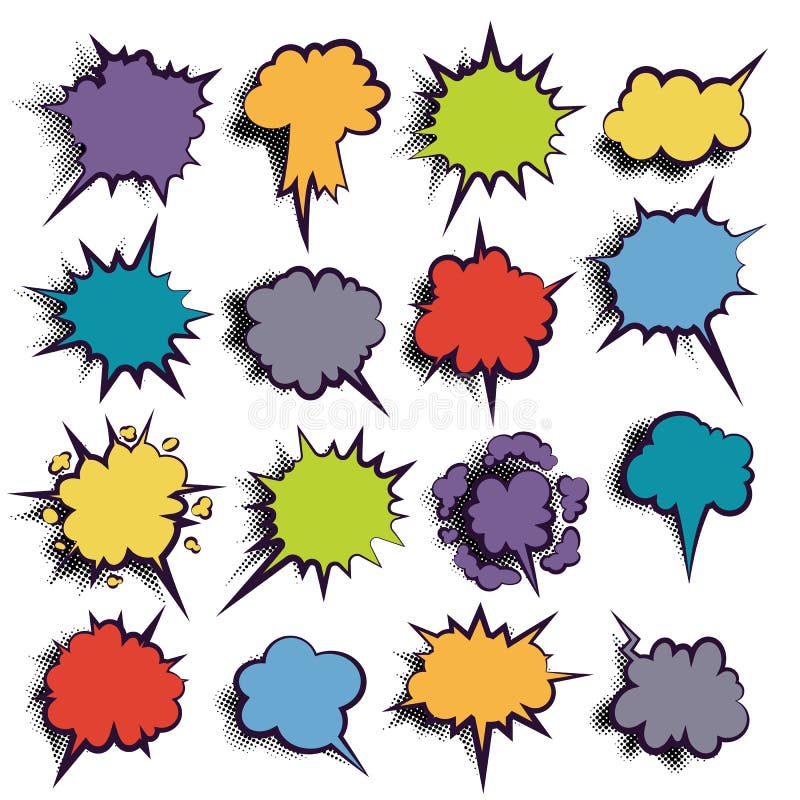 Comic Dialog Empty Balloon Colored Stock Vector - Illustration of boom ...