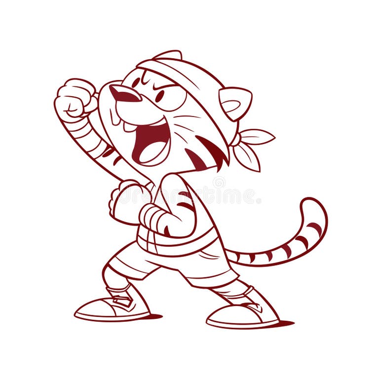 Comic Drawing of Weak Tiger Cub Stock Illustration - Illustration of ...
